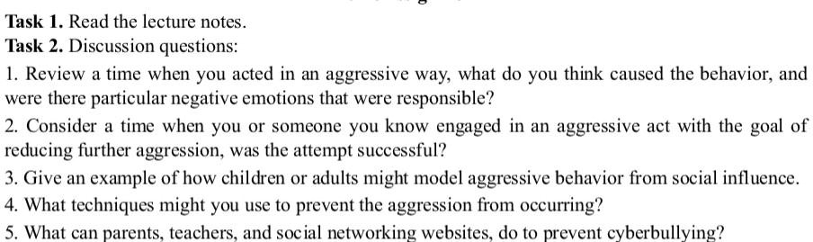 Task 1. Read the lecture notes. Task 2. Discussion questions: 1. Review ...