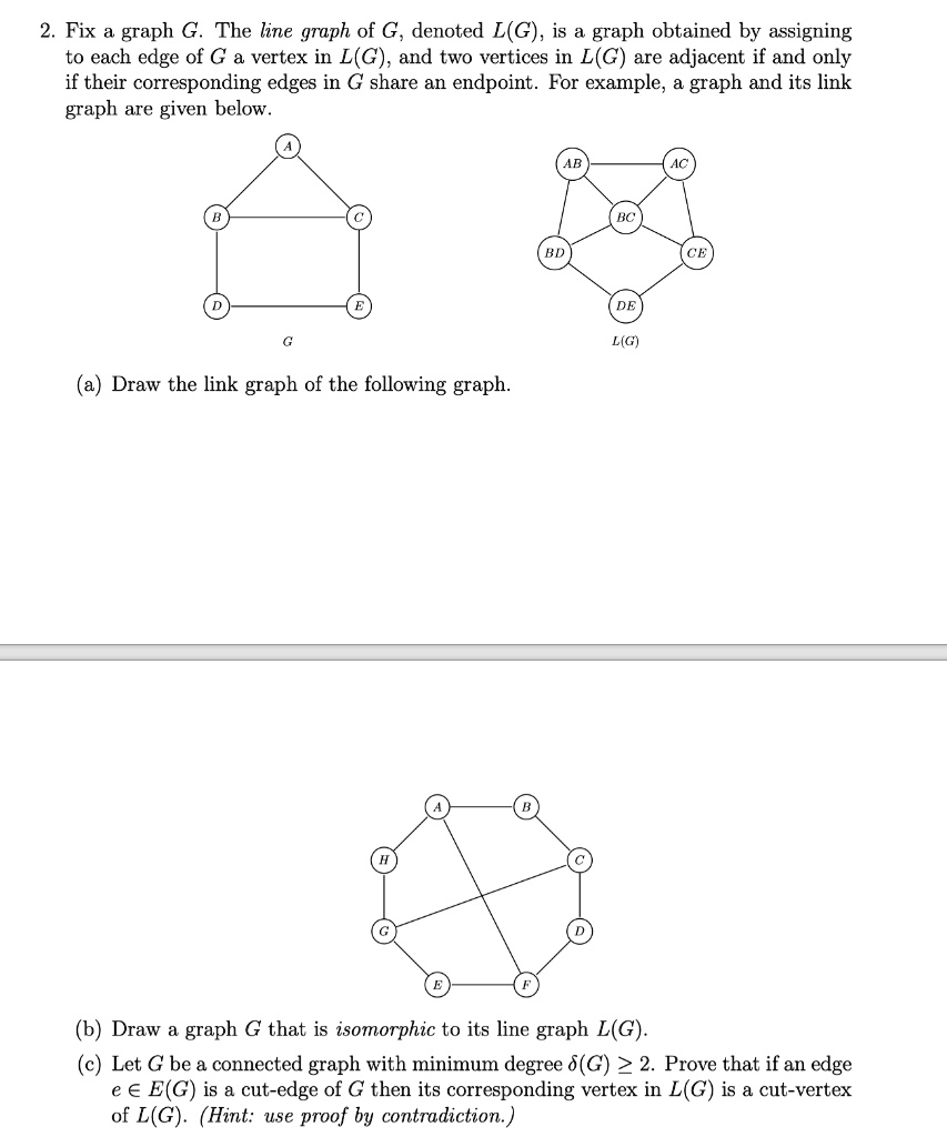 SOLVED:2. Fix a graph G. The line graph of G, denoted L(G); is a graph obtained by assigning to ...