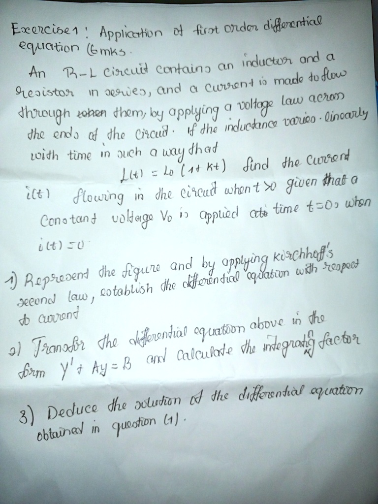 SOLVED: An R-L circuit contains an inductor and resistor in series, and a current is made to ...