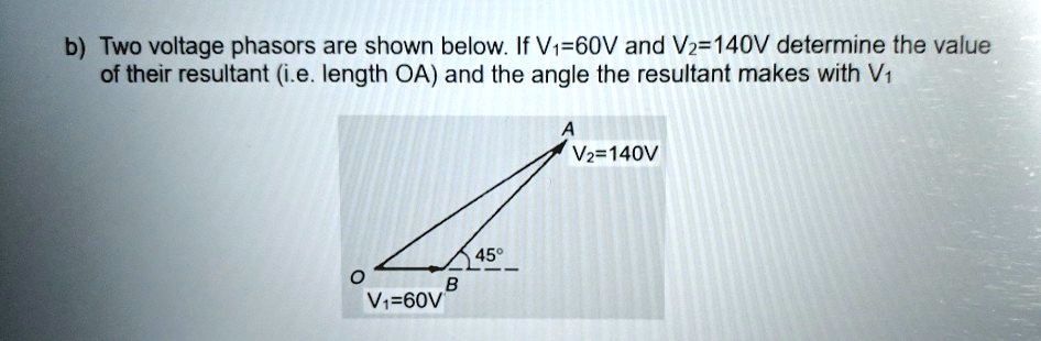 b two voltage phasors are shown below if va6ov and v2140v determine the value of their resultant ...