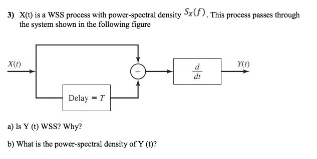 SOLVED: X(t) is a WSS process with power-spectral density. This process passes through the ...