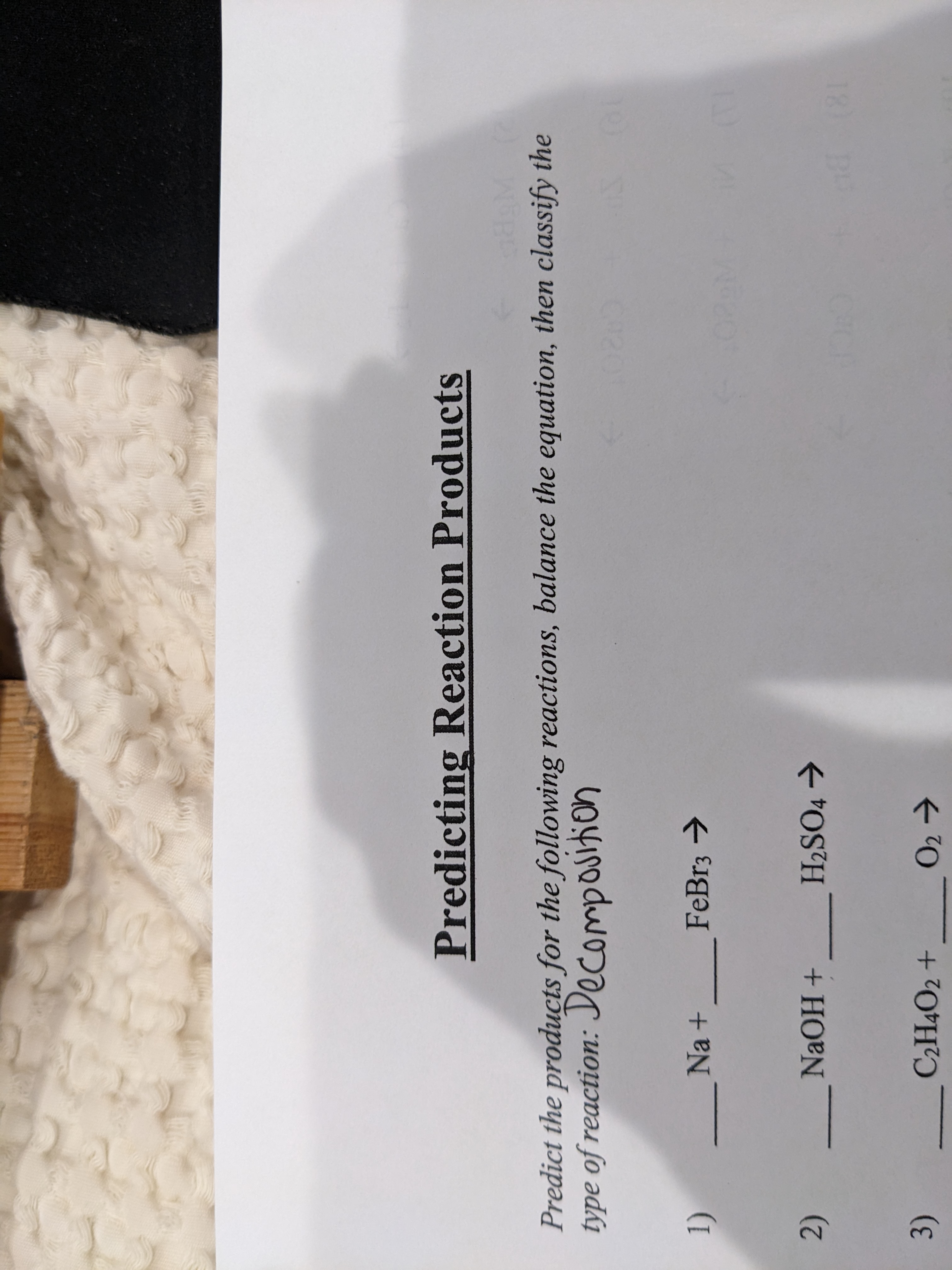 SOLVED: Predicting Reaction Products Predict the products for the ...