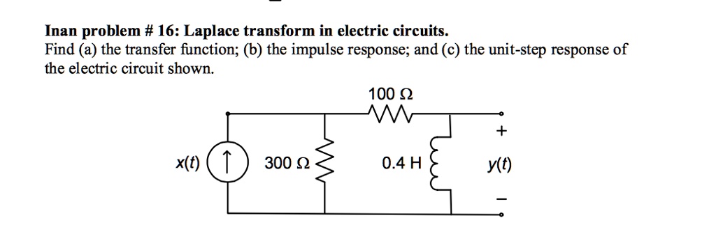 SOLVED: Inan problem # 16: Laplace transform in electric circuits Find ...