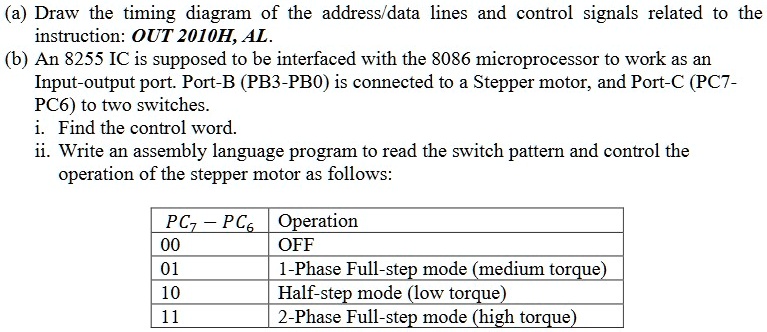 SOLVED: a Draw the timing diagram of the address/data lines and control ...