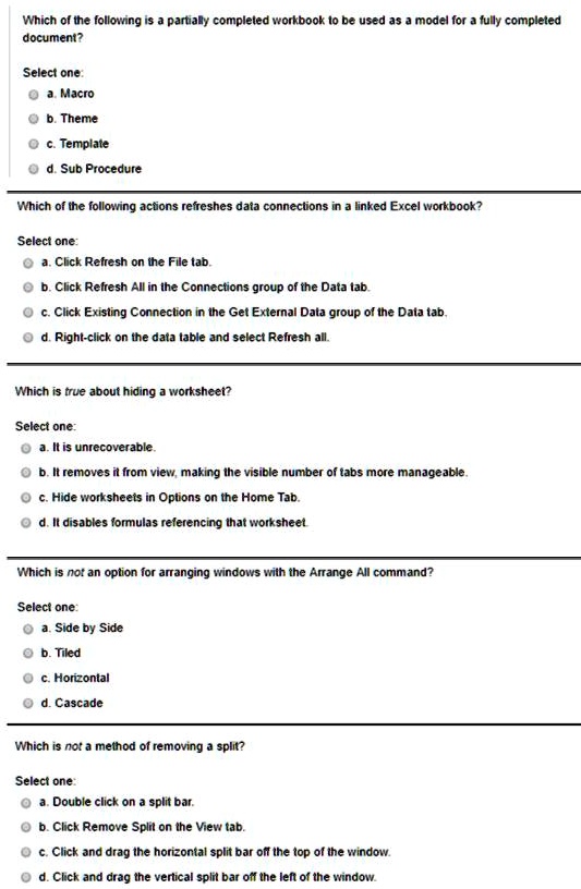 Which of the following is a partially completed workbook to...