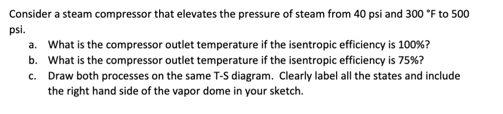 SOLVED: Consider a steam compressor that elevates the pressure of steam ...