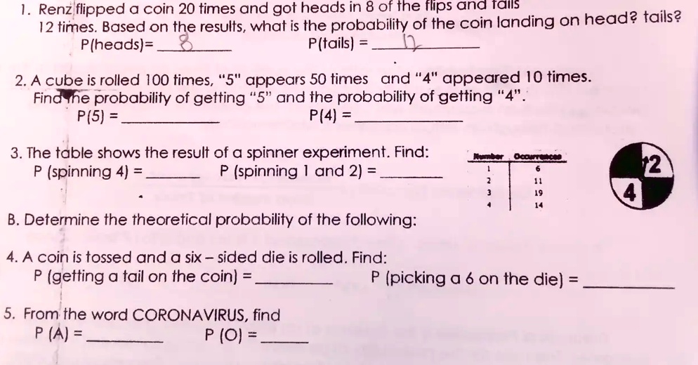 renz flipped a coin 20 times and got heads in 8 of the flps ana talis i2times based on the ...