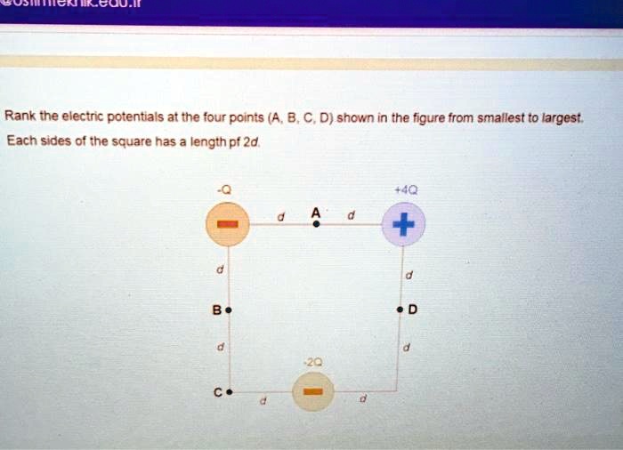 SOLVED: ouagninsuu Rank the electric potentials at the four points (4,8 ...