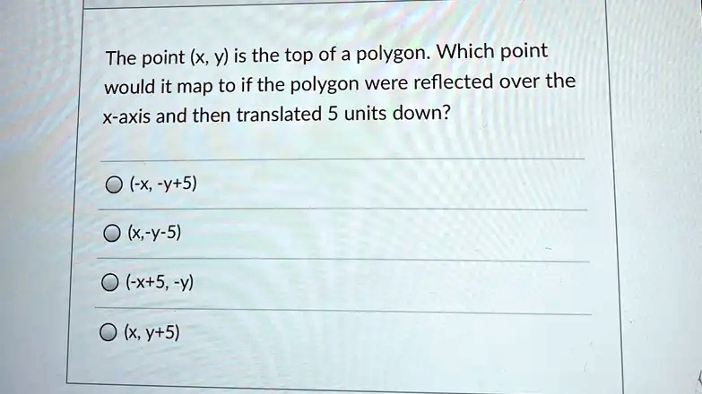SOLVED: The point (x, y) is the top of a polygon. Which point would it ...