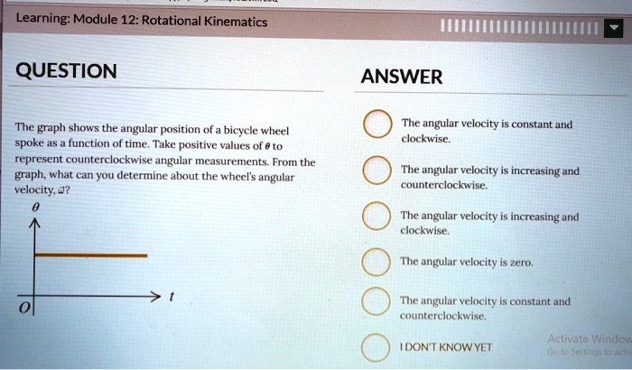 learning module 12 rotational kinematics question answer the graph ...