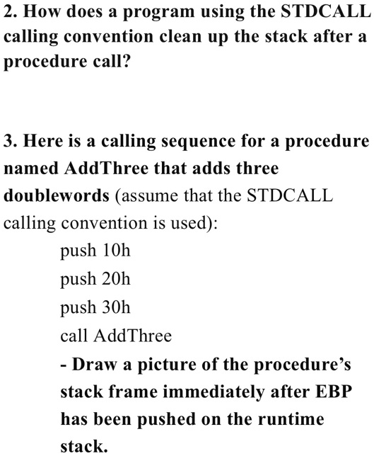 2 How Does A Program Using The Stdcall Calling Convention Clean Up The Stack After A Procedure