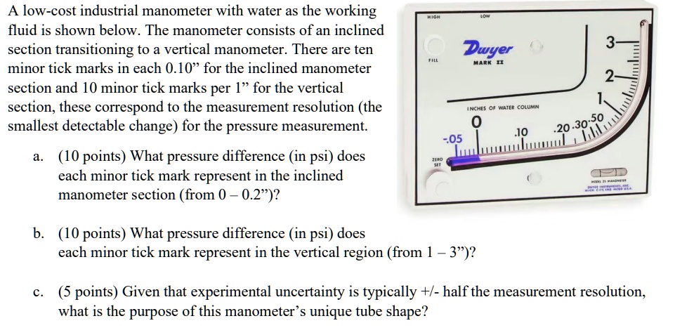 a low cost industrial manometer with water as the working fluid is ...