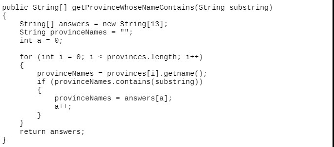 in a simple array of provinces i need a method which returns an array of the names of all ...