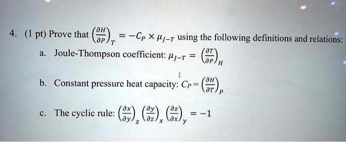 SOLVED: Prove that âˆ†CP = (âˆ†H) using the following definitions and ...