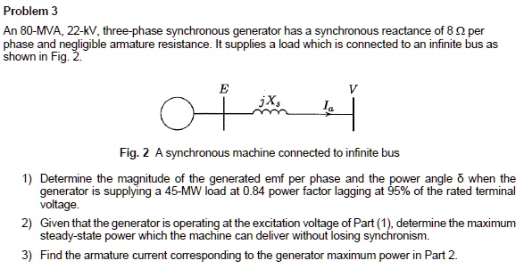 VIDEO solution: Problem 3 An 80-MVA, 22-kV, three-phase synchronous generator has a synchronous ...