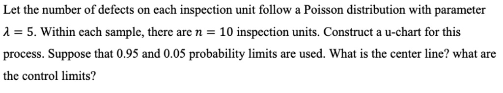 Let the number of defects on each inspection unit follow a Poisson ...