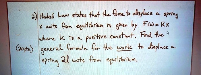 Hooke's Law states that the force (F) required to stretch or compress a ...