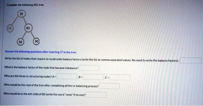 SOLVED: Consider the following AVL tree. Answer the following questions after inserting 37 in ...