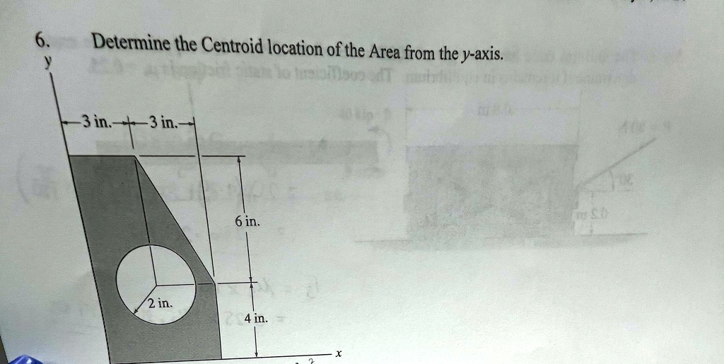 6. Determine the Centroid location of the Area from the y-axis. y -3 in ...