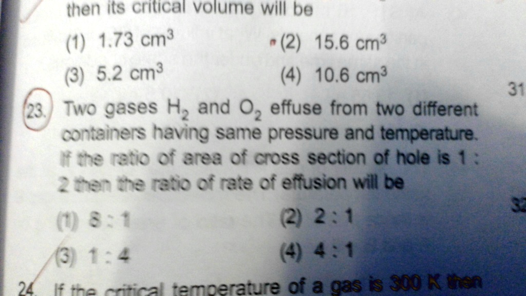 SOLVED: Two gases h2 and o2 effuse from two different containers having ...