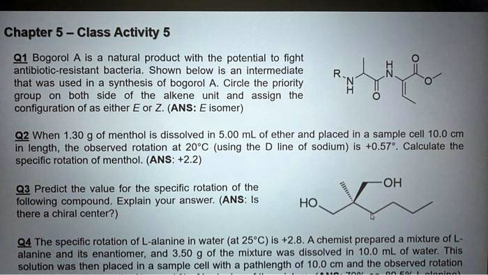 SOLVED: Chapter 5 - Class Activity 5 01 Bogorol A is a natural product ...