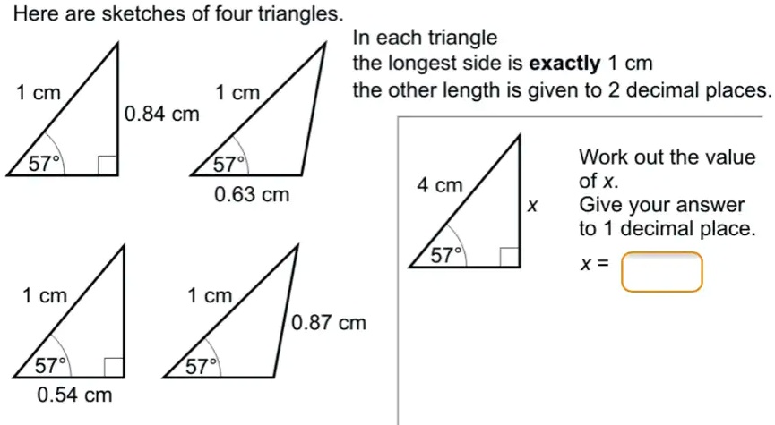 here are sketches of four triangles in each triangle the longest side ...