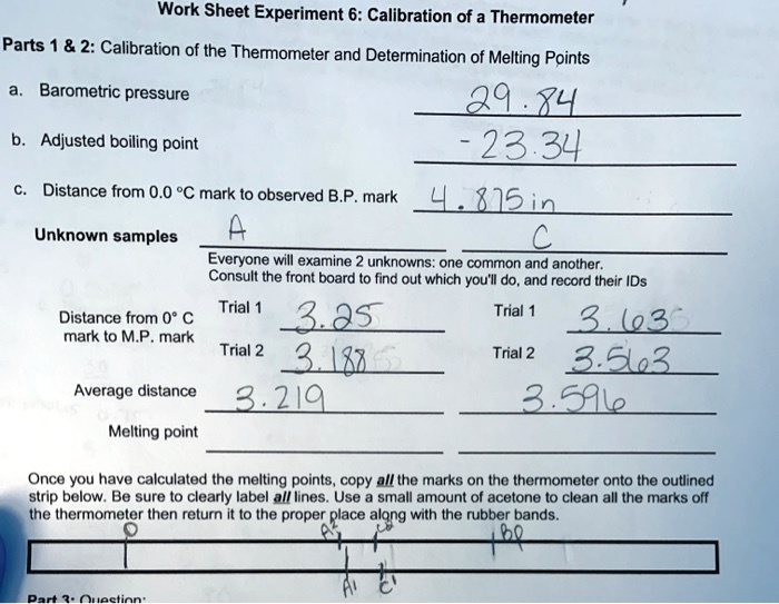 work sheet experiment 6 calibration of a thermometer parts 2 ...