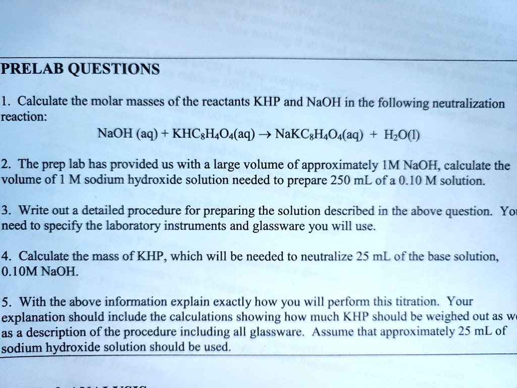 SOLVED: I need to figure out how to calculate the molar mass of KHP and NaOH with the given ...