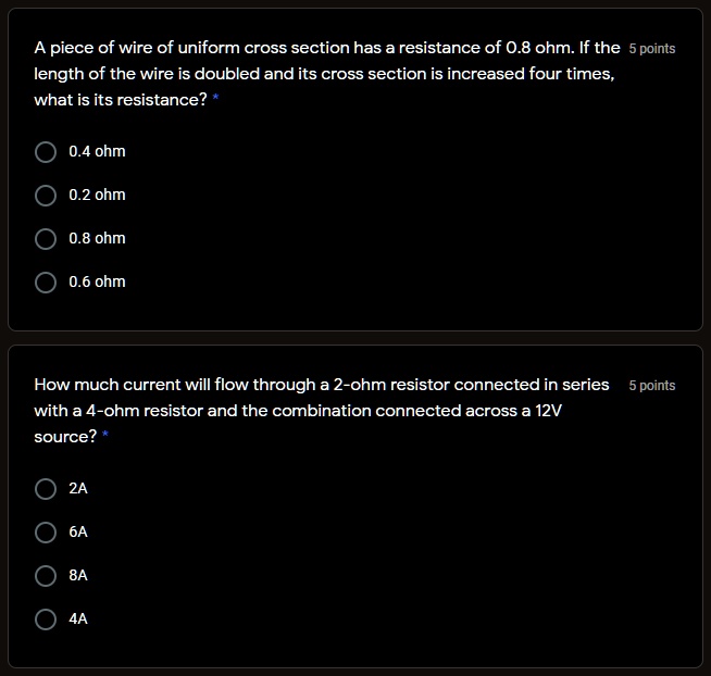A piece of wire of uniform cross section has a resistance of 0.8 ohm ...
