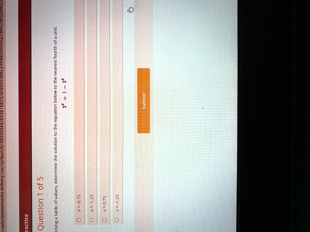 SOLVED: 'Using a table of values, determine the solution to the equation below to the nearest ...