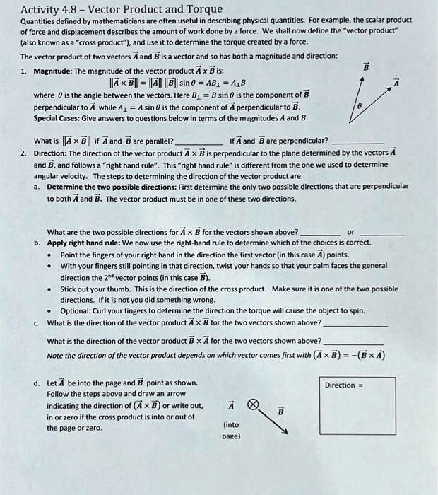 texts activity 48 vector product and torque quantities defined by mathematicians are often ...