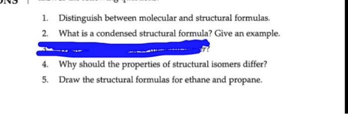 distinguish between molecular and structural formulas what is a ...