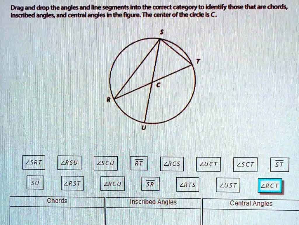 Drag and drop the angles and line segments into the correct category to ...
