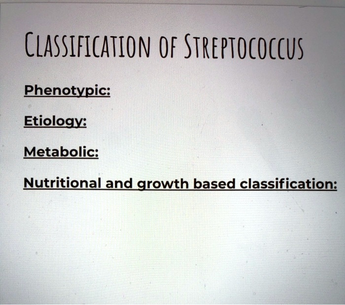 Classification of Streptococcus Phenotypic: Etiology, Metabolic ...