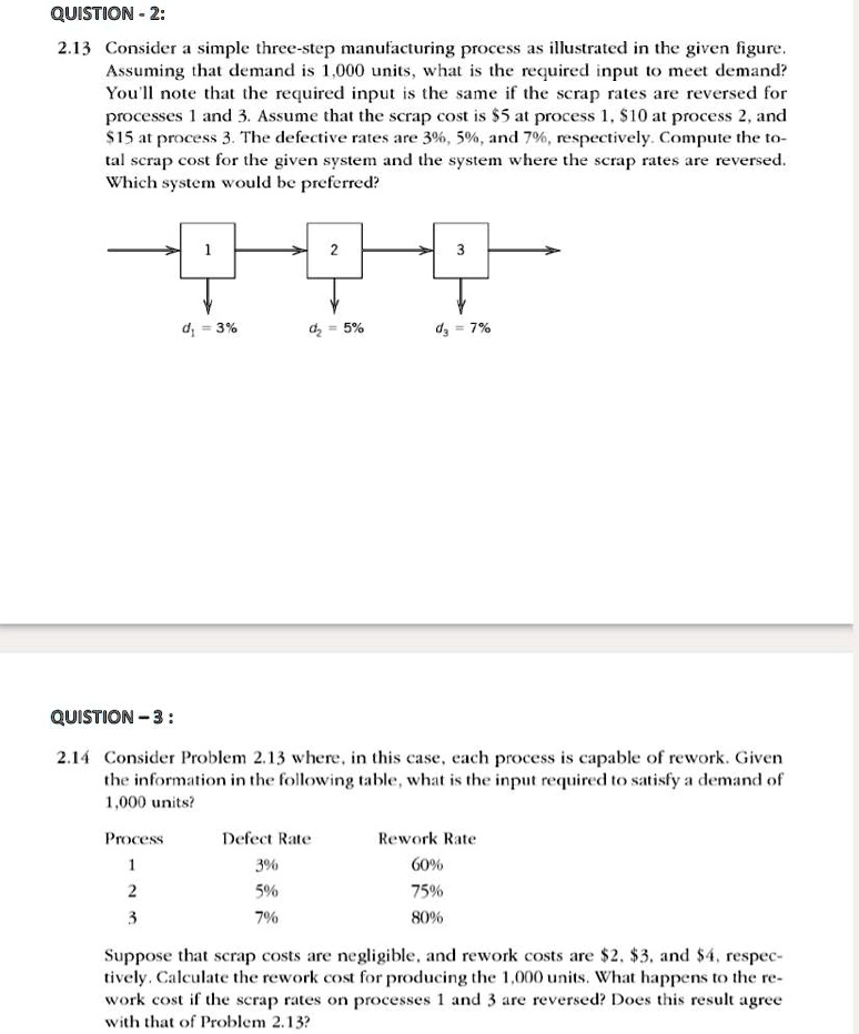 QUISTION - 2: 2.13 Consider a simple three-step manufacturing process ...