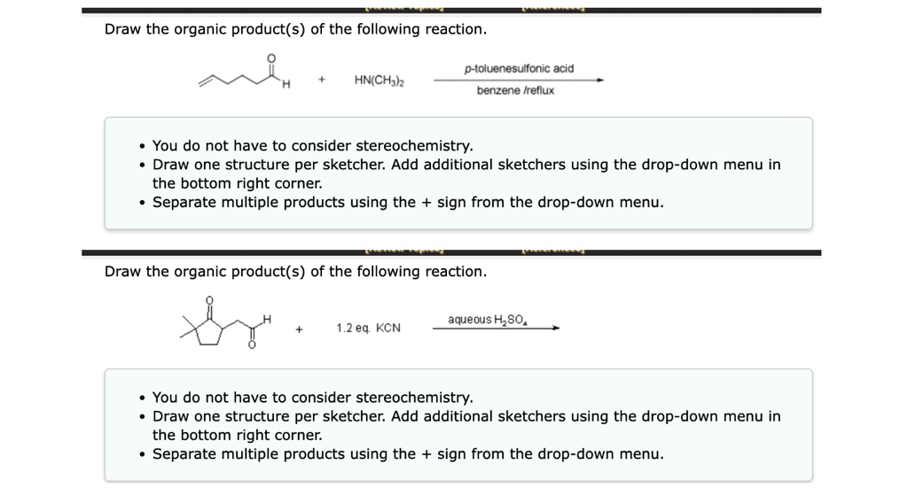 Draw the organic product(s) of the following reaction. H HN(CH3)2 p-toluenesulfonic acid benzene ...