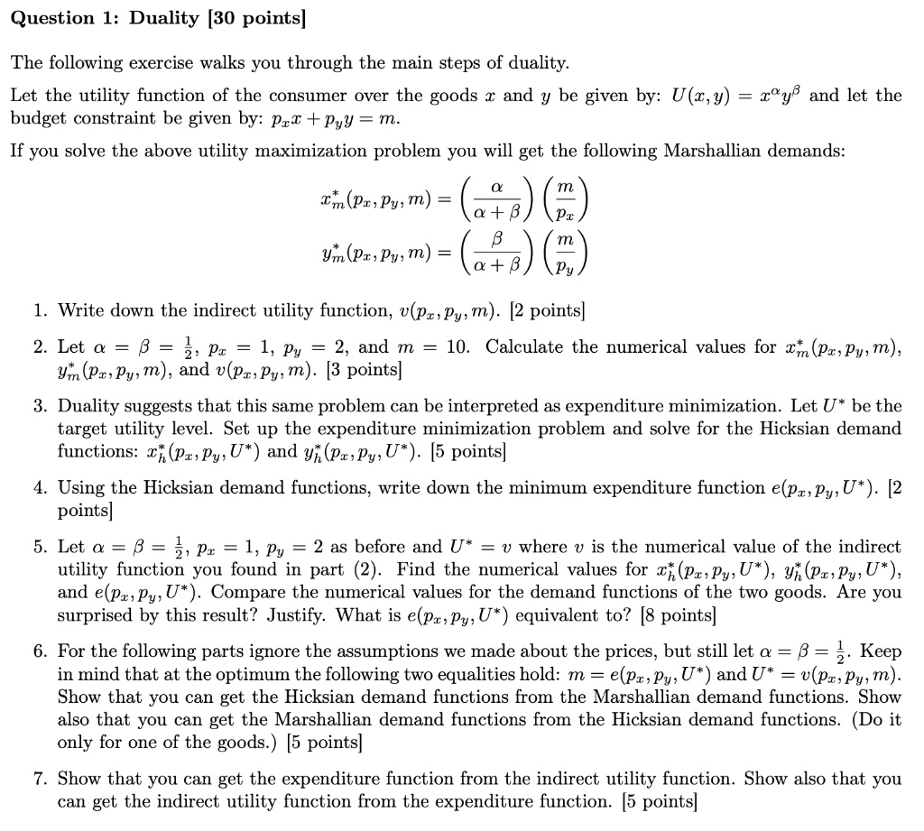 SOLVED: Question 1: Duality [30 points] The following exercise walks you through the main steps ...