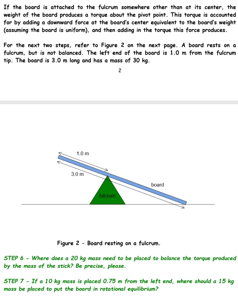if the board is attached to the fulcrum somewhere other than at its ...