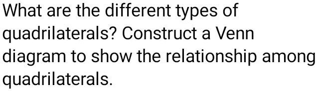 SOLVED: What are the different types of quadrilaterals? Construct a ...