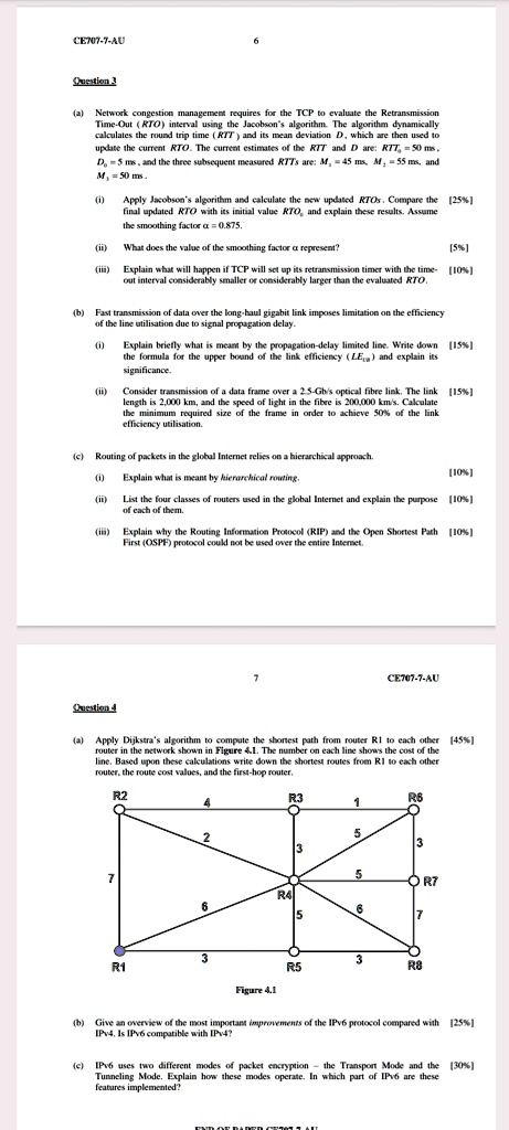 SOLVED: Question 3 (a) Network congestion management requires for the TCP to evaluate the ...