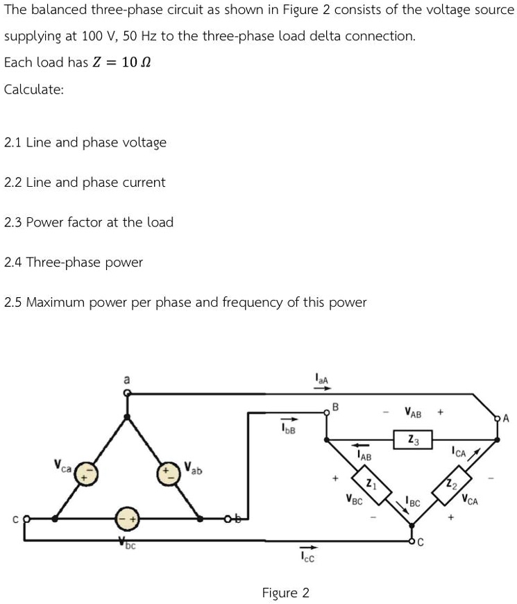 SOLVED: The balanced three-phase circuit as shown in Figure 2 consists of the voltage source ...