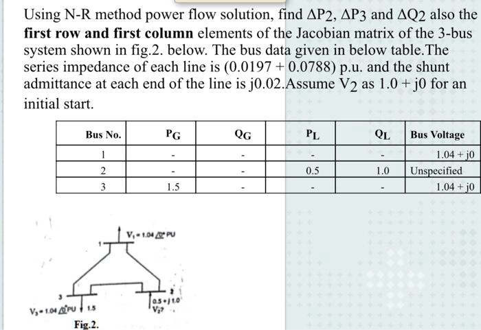 SOLVED: Using the Newton-Raphson method for power flow solution, find ...
