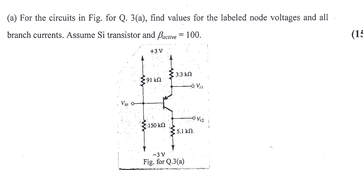 a for the circuits in fig for q 3a find values for the labeled node ...
