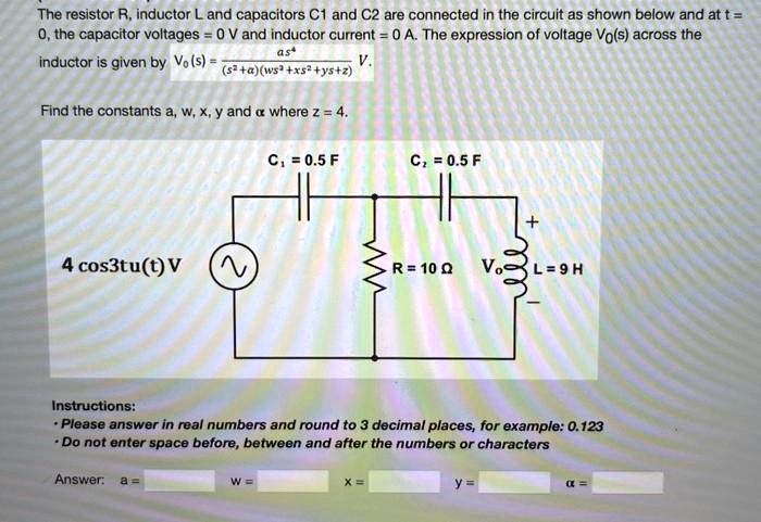 SOLVED: The resistor R, inductor L, and capacitors C1 and C2 are connected in the circuit as ...