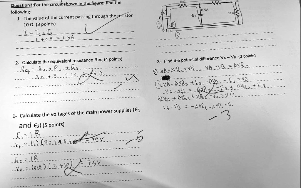 in the given circuit the three resistances are 30 ohms 10 ohms and 5 ...