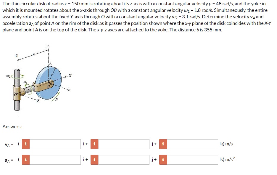Solved The Thin Circular Disk Of Radius R 150 Mm Is Rotating About