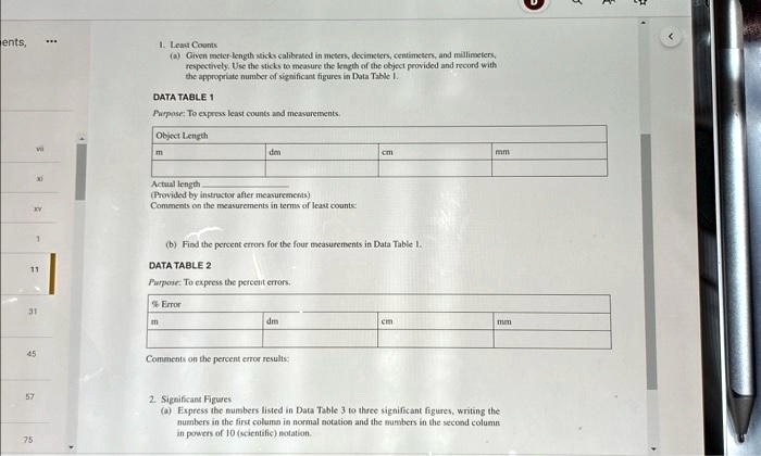 SOLVED: Texts: 1. Leau Countex Gen meter stick calibrated in meters ...