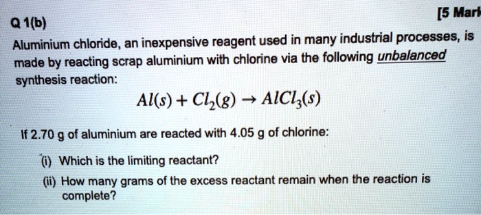 5 mart q1 aluminium chloride an inexpensive reagent used in many ...