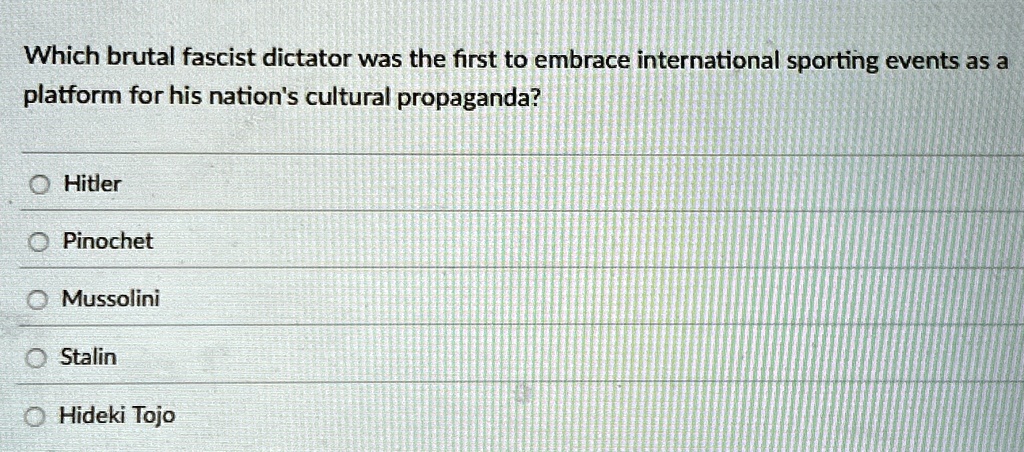 which brutal fascist dictator was the first to embrace international ...