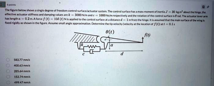 6polnts The figure below shows a single degree of freedom control ...